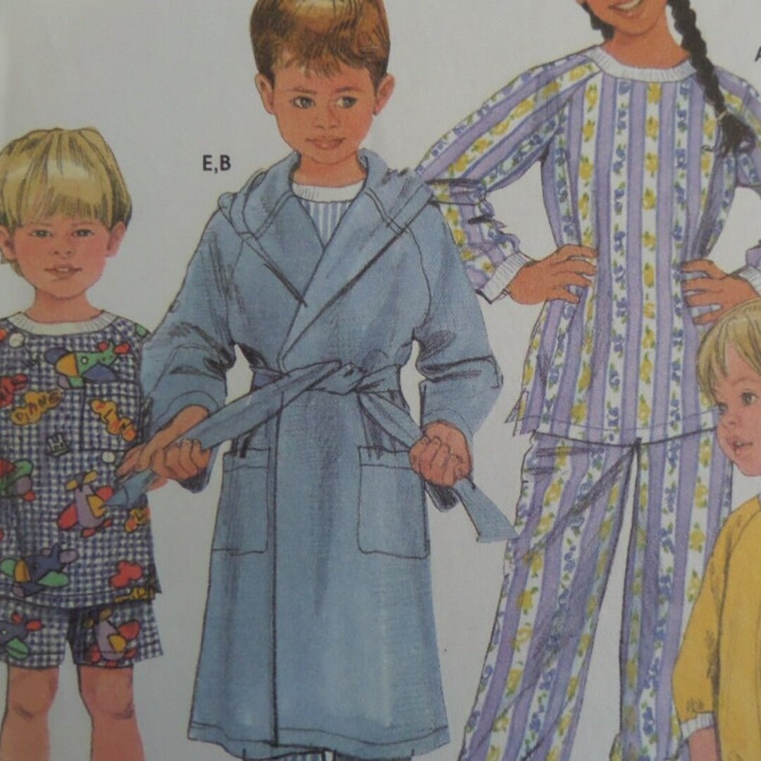 FOOTED PAJAMAS Pattern Simplicity 5874 Childs Sizes Sleepwear Belted ...