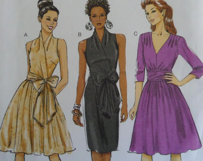 MOCK WRAP DRESS Pattern • Butterick 5850 • Miss 8-16 • Surplice Bodice ...