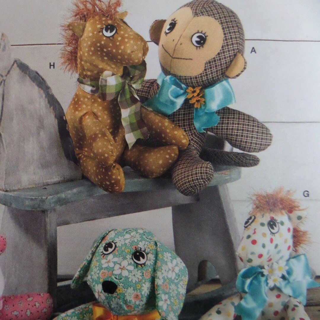 Stuffed Animal Sewing Pattern: Monkey, Lamb, Pony - Simplicity 1603 - Etsy