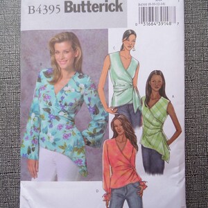 TIE WRAP TOP Pattern Butterick 4395 Miss 8-14 V Neck Tops Side Zip Top ...