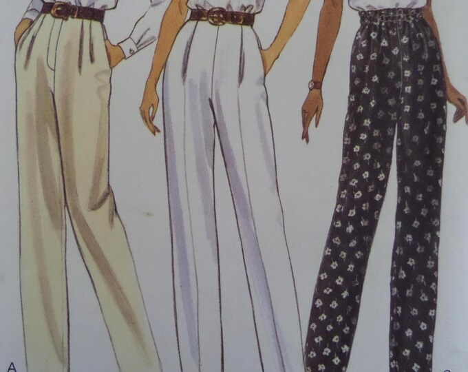 PLEATED SLACKS Pattern Butterick 3327 Miss 18-22 Tapered Pants Elastic ...