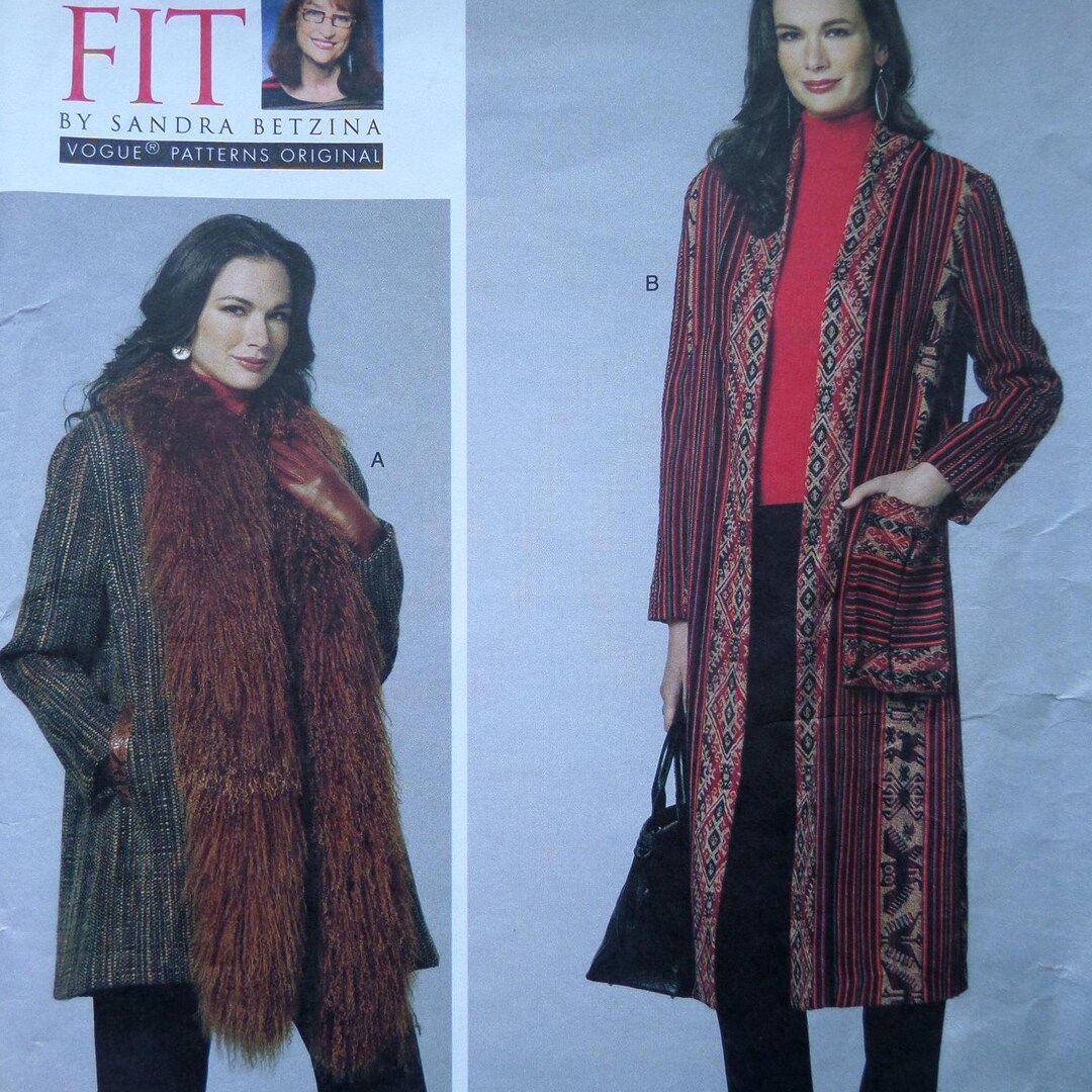 LINED COAT Pattern • Vogue 1478 • Miss A-J • Semi Fit • Long Line Coat • Sewing Patterns ...