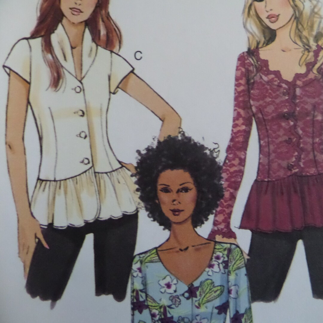 PEPLUM TOP Pattern Butterick 6095 Miss 14-22 Semi Fit Tops Scalloped ...
