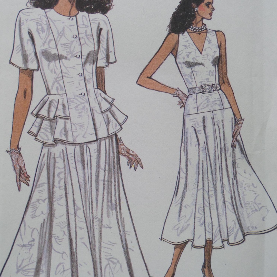 DROP WAIST DRESS Pattern • Vogue 9942 • Miss 8-12 • Fit Flare Dress ...