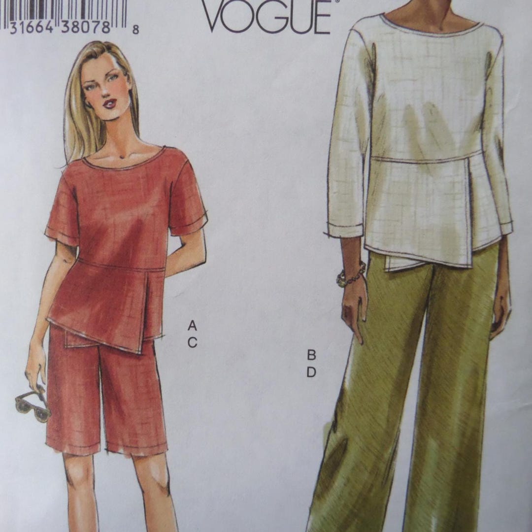 ASYMMETRICAL TOP Pattern • Vogue 7883 • Miss Sizes • Cropped Pants ...