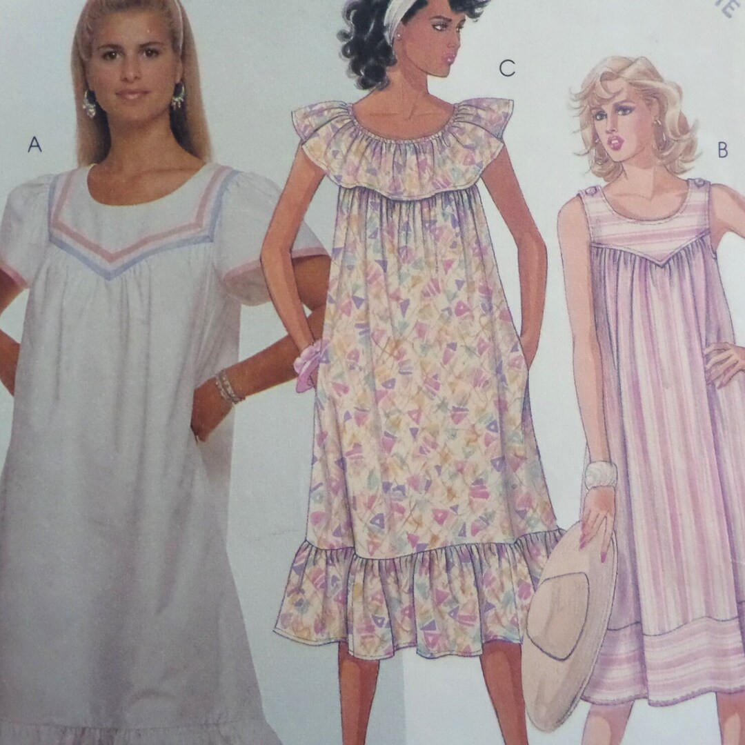 RUFFLED MUU MUU Pattern Mccalls 3200 Miss S 10-12 Pullover Dress Side ...