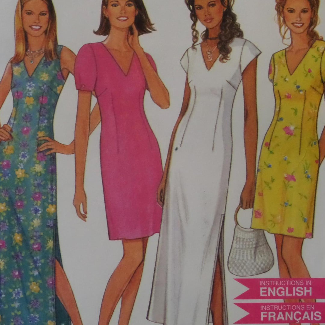 TIE BACK DRESS Pattern New Look 6594 Miss 8-18 Dart Fit V Neck Dress ...