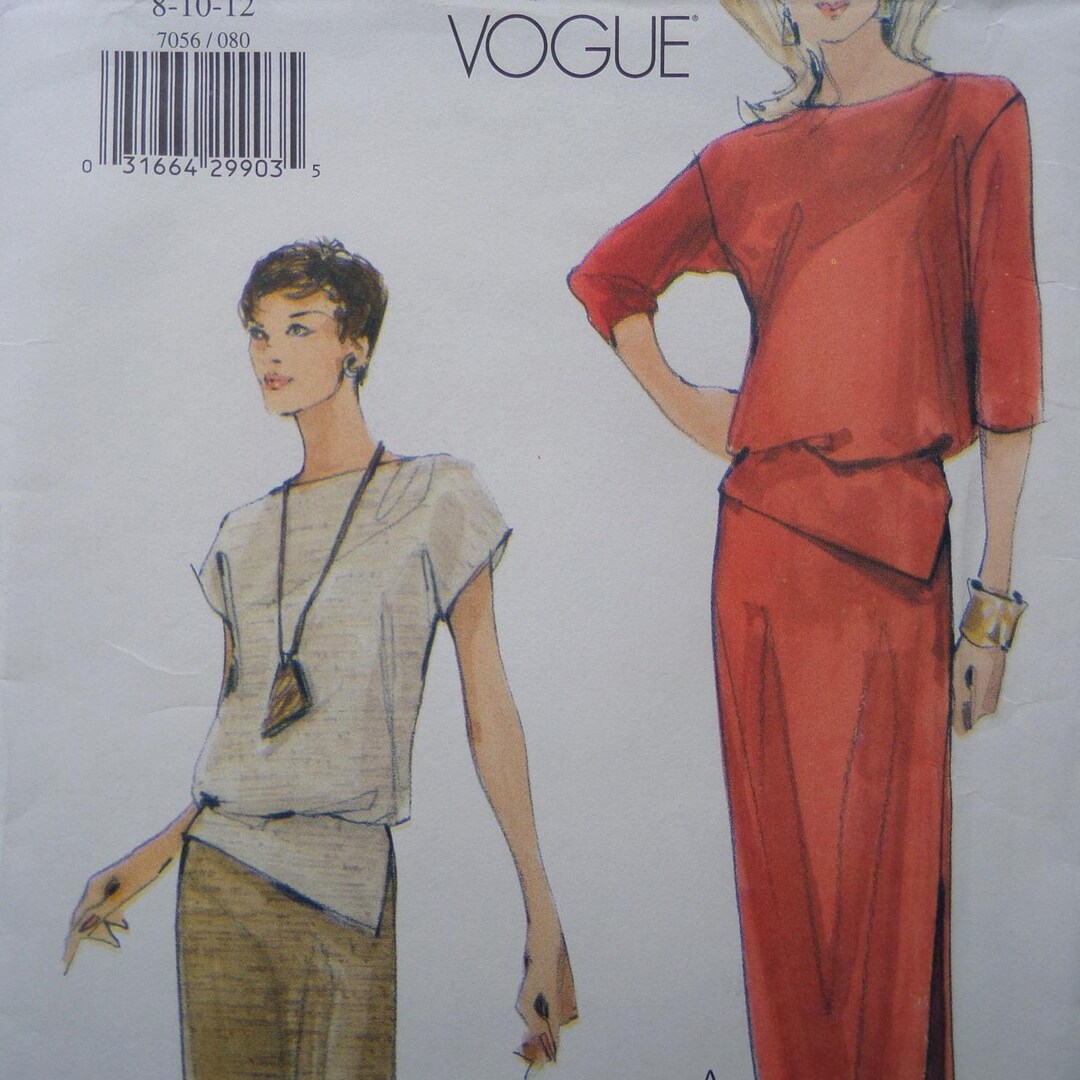 PULLOVER DRESS Pattern Vogue 7056 Miss 8-12 Blouson Dress Peplum Front ...