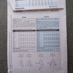 TIE WRAP TOP Pattern Butterick 4395 Miss 8-14 V Neck Tops Side Zip Top ...