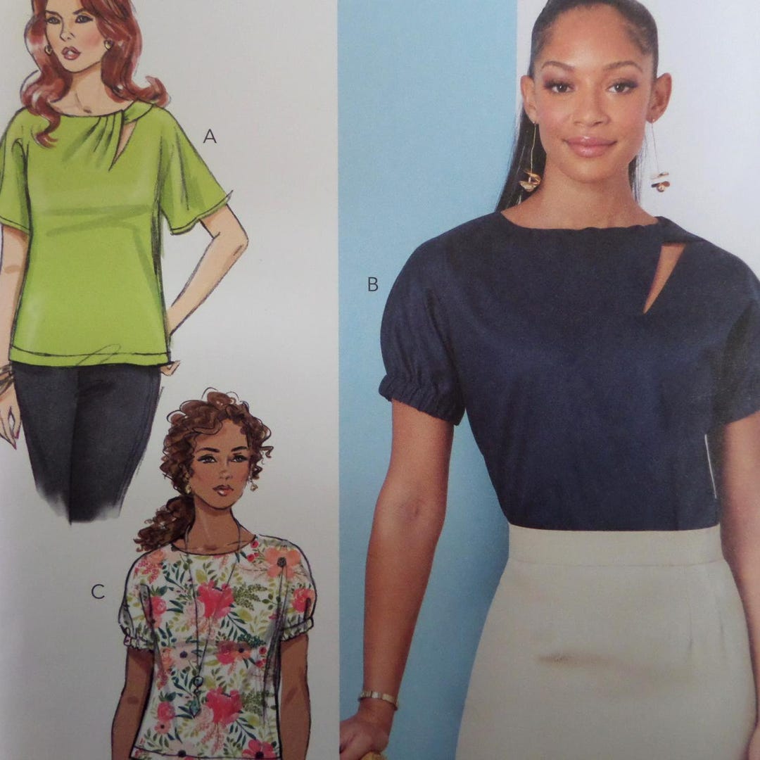 PULLOVER TOP Pattern Butterick 6875 Miss Sizes Pleating Detail Peek A ...