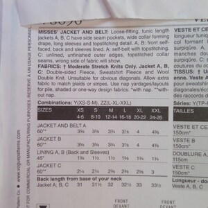 DRAPE FRONT JACKET Pattern Vogue 8696 Miss Xs-m Loose Fit Wrap Belted ...