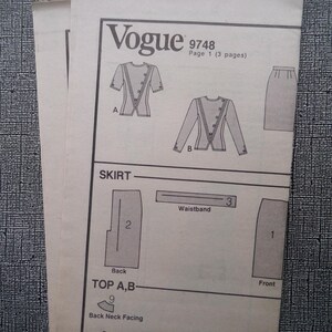 FITTED JACKET Pattern Vogue 9748 Miss 6-10 Princess Seams Straight ...