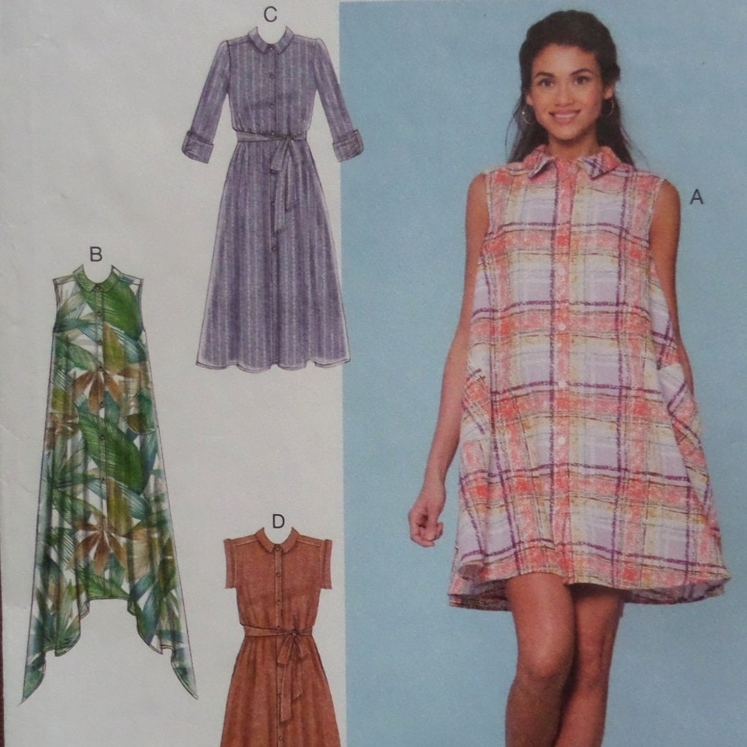 TENT DRESS Pattern Mccalls 7565 Miss 6-14 Belted Dress Shaped Hem ...