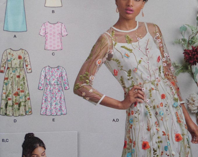 SLIP DRESS Pattern • Simplicity 8545 • Miss 12-20 • Sheer Overlay ...