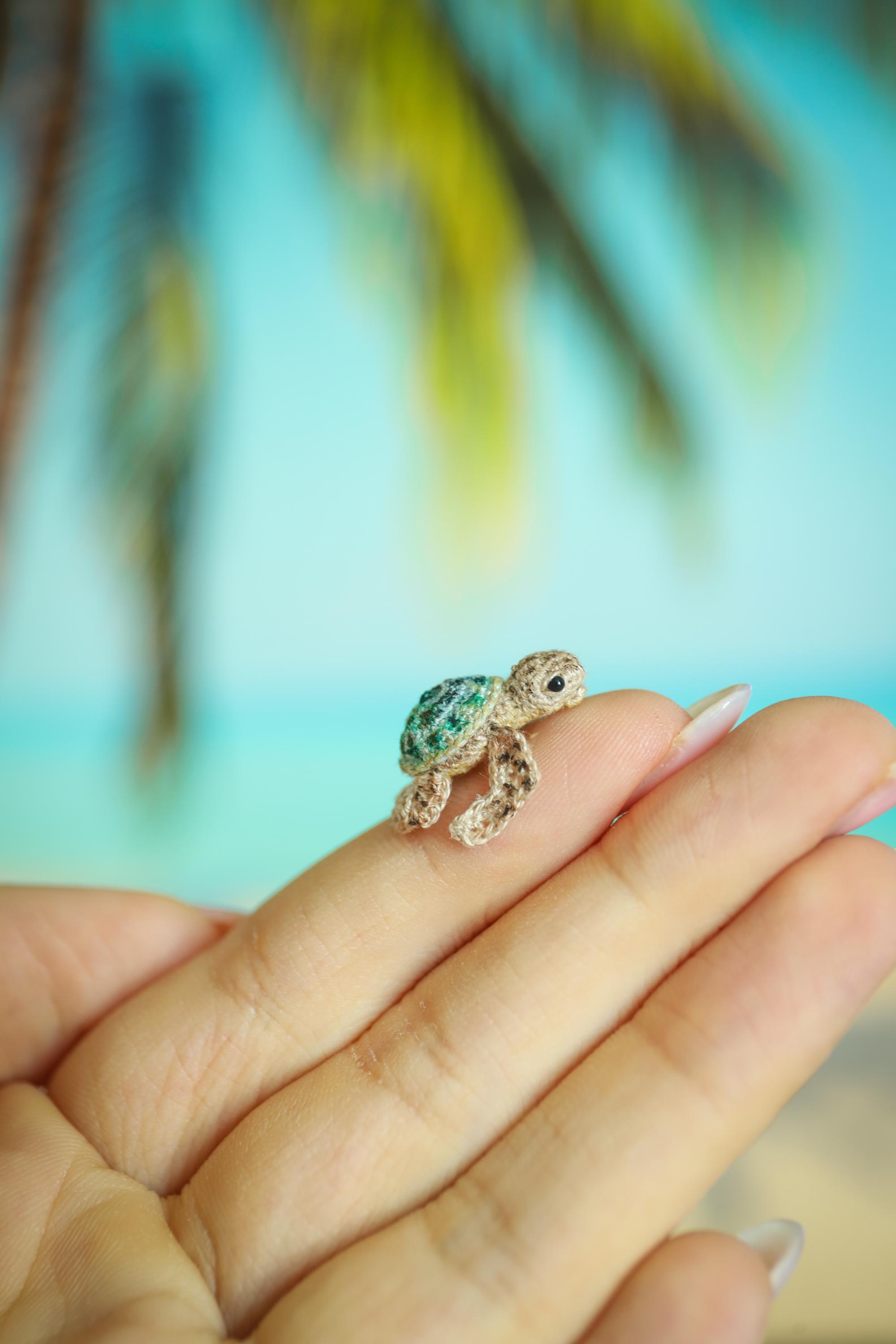 Micro Sea Turtle Crochet Pattern – Mini Amigurumi Turtle PDF Tutorial ...