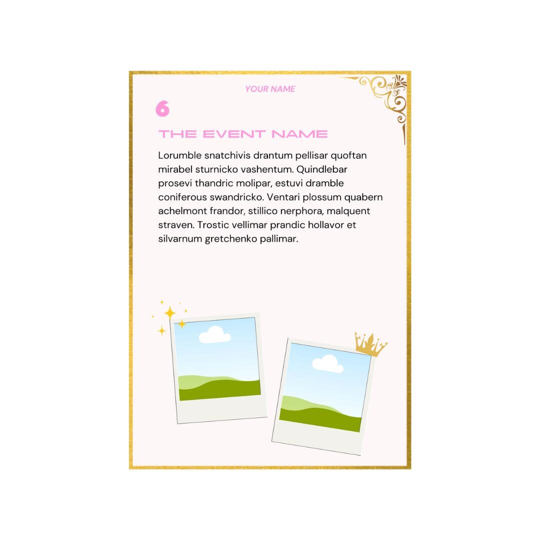 Pageant Appearance Book Template | Baby Pink & Gold Editable Canva ...