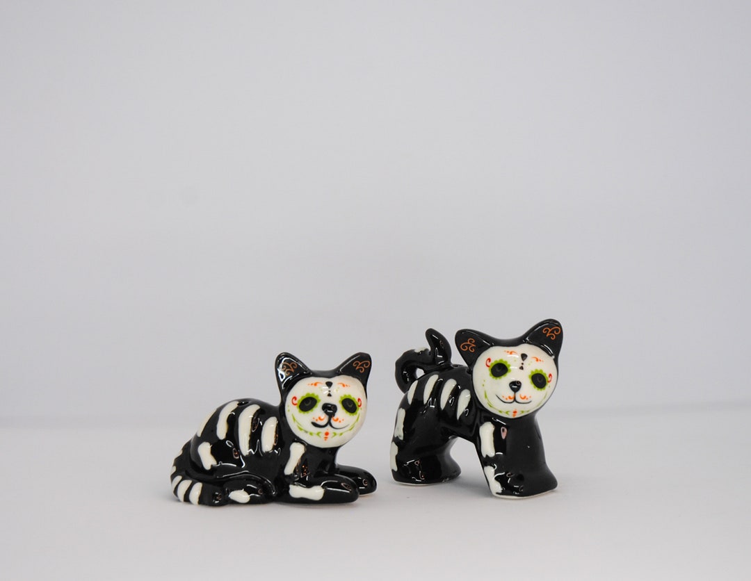 Cat Day of the Dead Salt and Pepper Shakers - Etsy