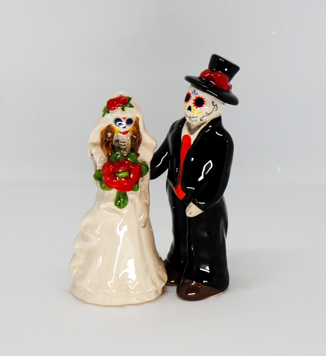Bride and Groom Day of the Dead Salt and Pepper Shakers - Etsy