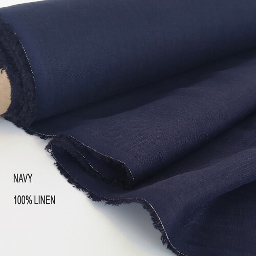Blue Linen Fabric / Navy Washed Flax by Half Meter or Yard / - Etsy