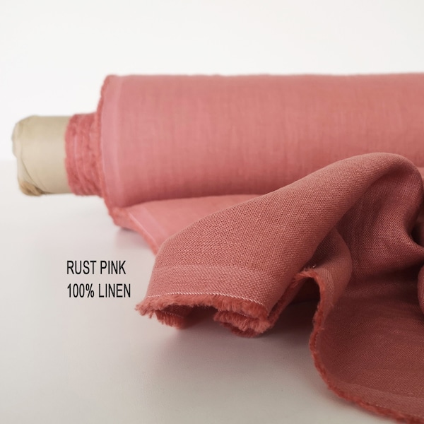 Linen Rust Fabric - Etsy