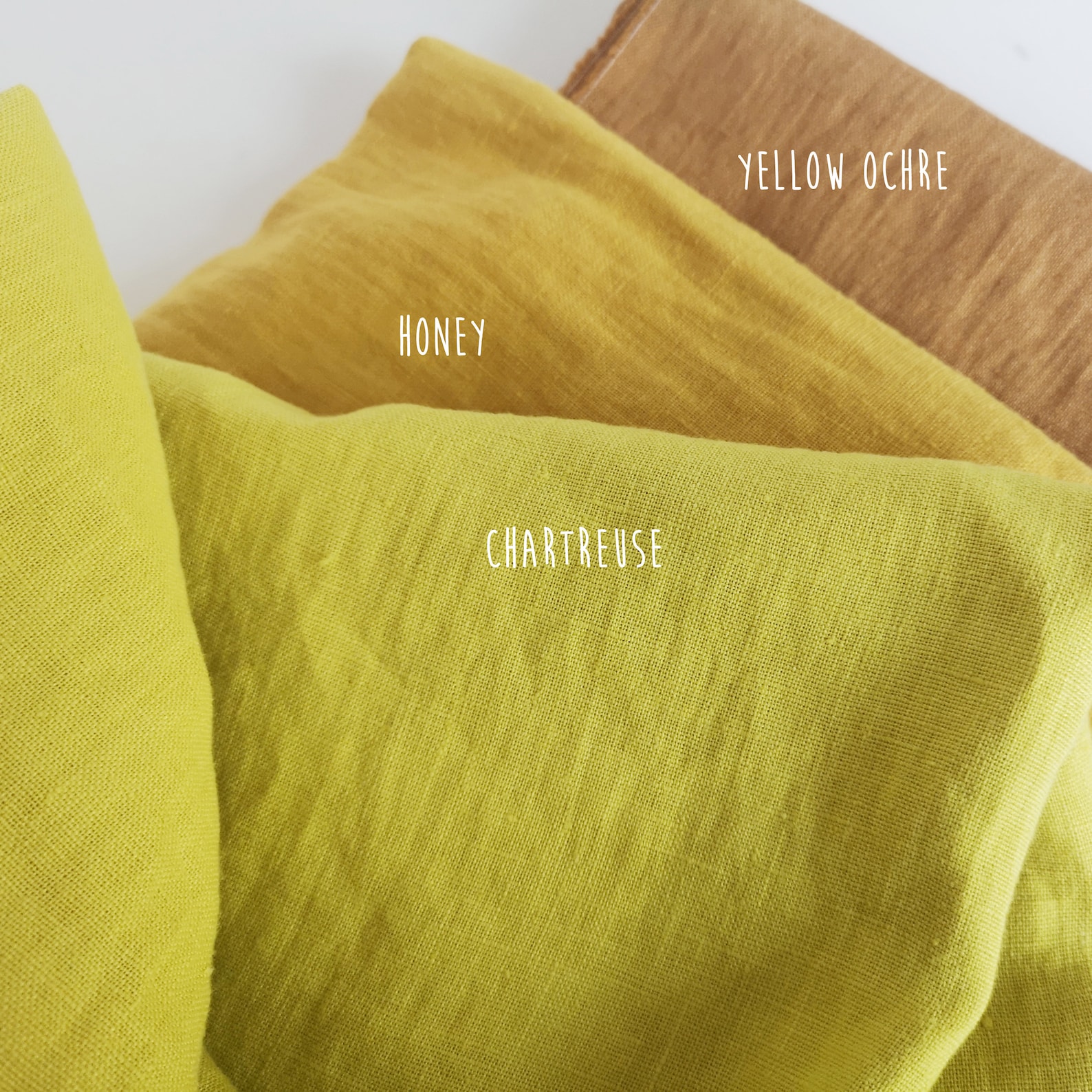 Chartreuse linen fabric by the yard Yellow green linen fabric | Etsy
