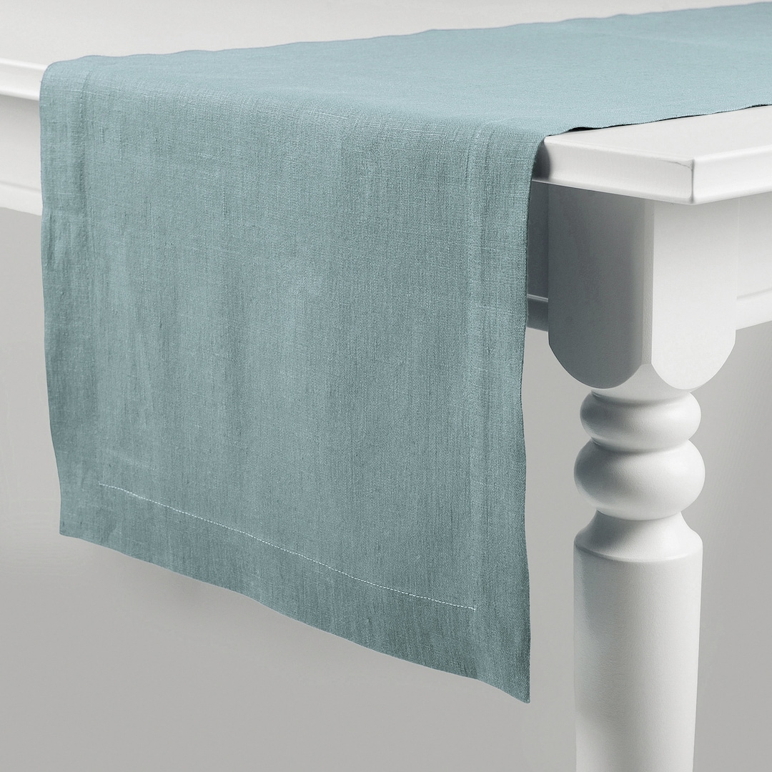 Soft Linen Table Runner Ice Mint, Blue Mint Table Runners for Dining ...