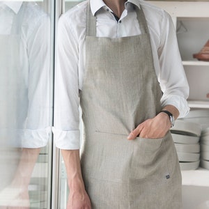 Natural Linen Apron, 30 Colors, Apron With Pockets, Full Apron, Unisex ...