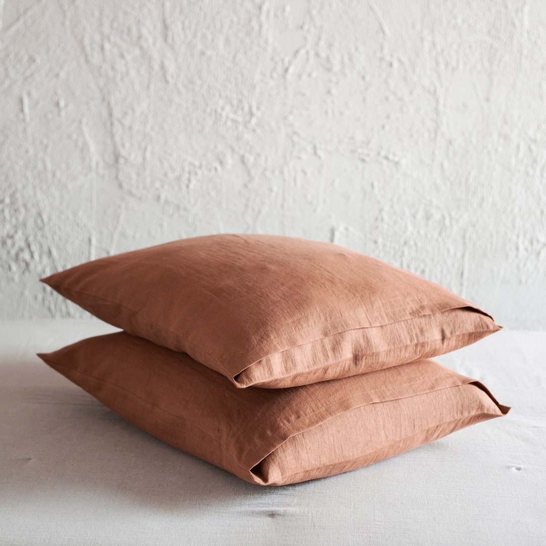 Camel Linen Pillowcase With Envelope Closure, Natural Linen Pillowcase ...