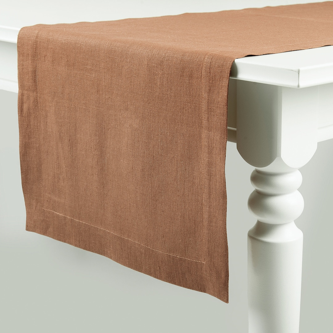 Natural Table Runner Camel Brown, Linen Table Runners From Small to ...