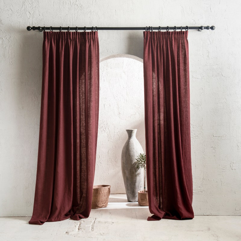 Dark Red Curtains - Etsy