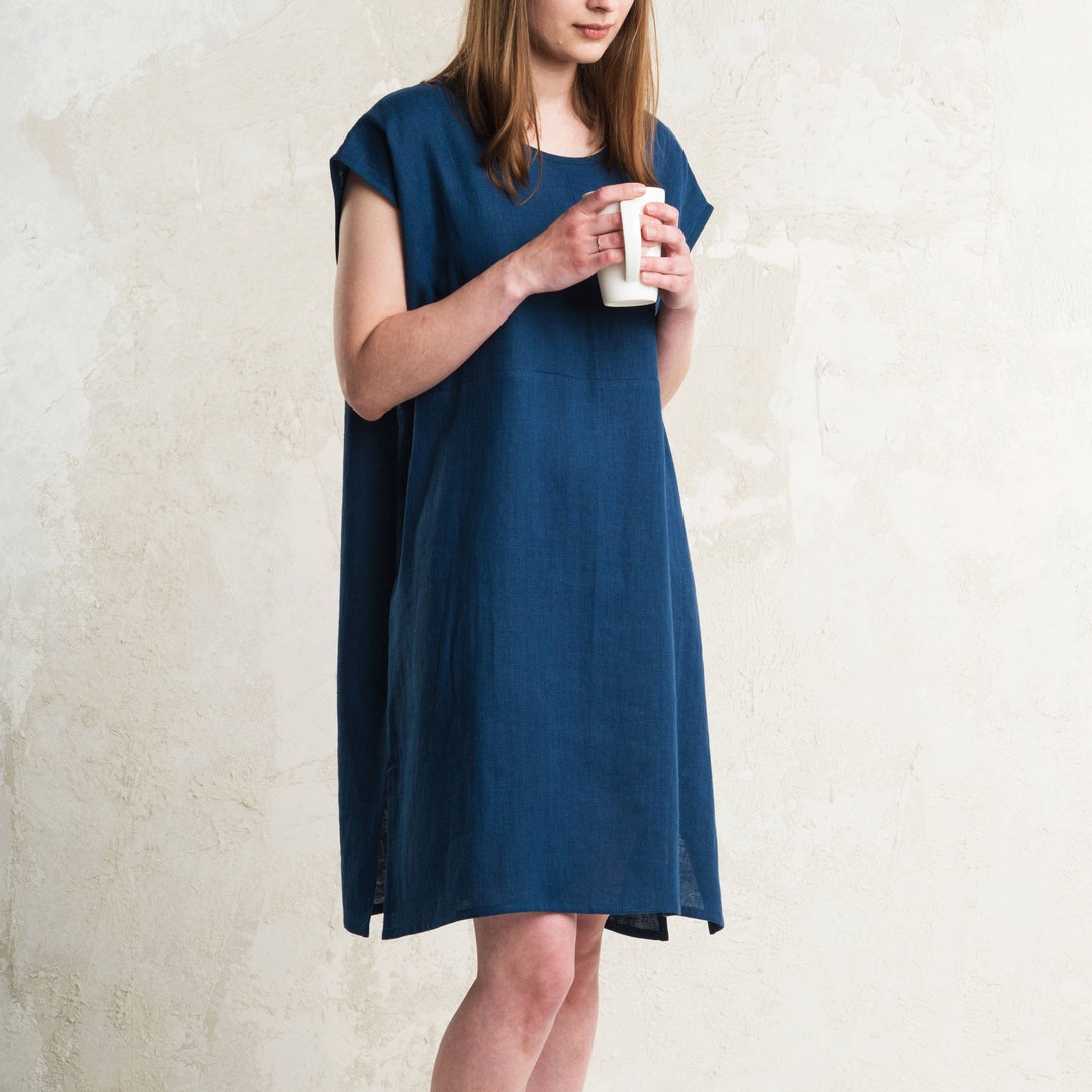 Simple Linen Dress, Natural Summer Dress for Women, Long Linen Tunic ...