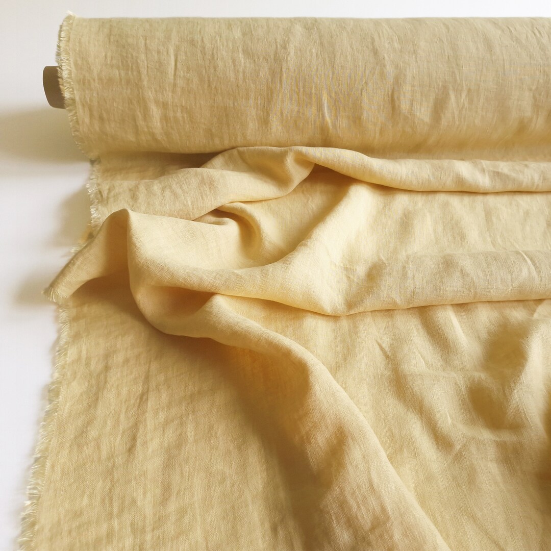 Linen Fabric by Yard Butter Yellow, Soft Pale Yellow Linen Fabric by ...