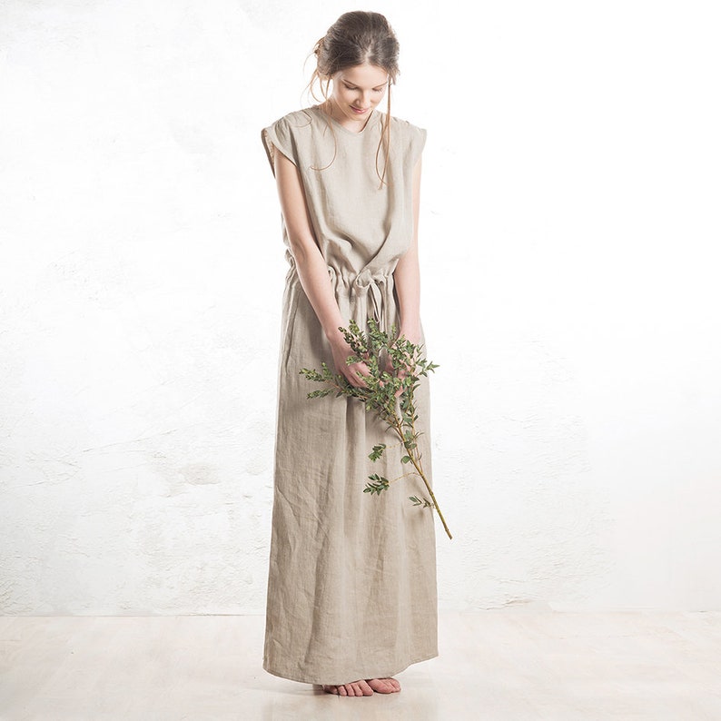 Long Linen Dress Linen Maxi Dress With Pockets 30 Colors - Etsy