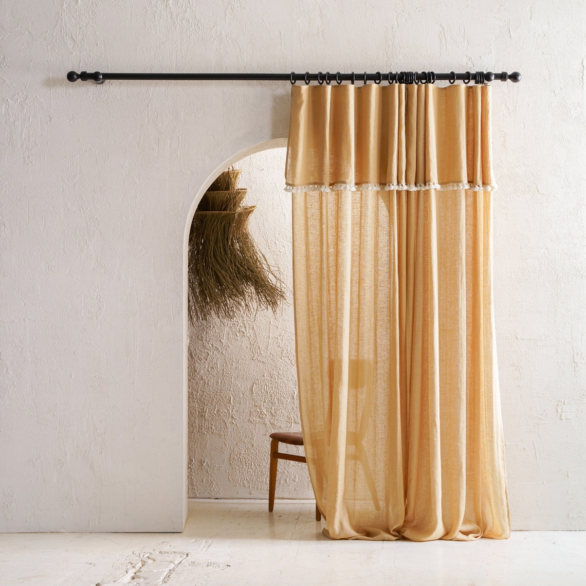 Sheer Linen Curtains Drop Cloth Curtains With Tape for Rings - Etsy