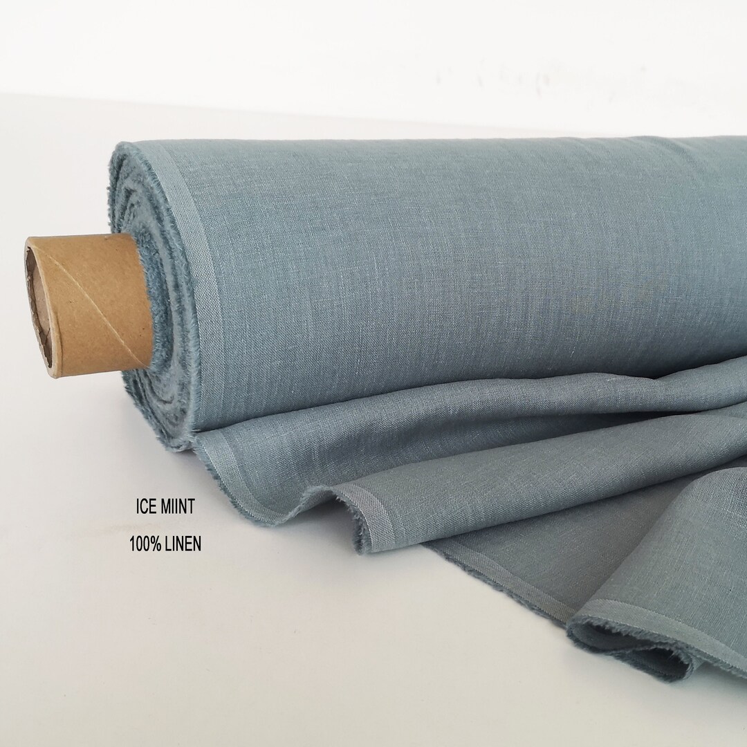 Ice Mint Linen Fabric by the Yard Light Mint Blue Linen - Etsy