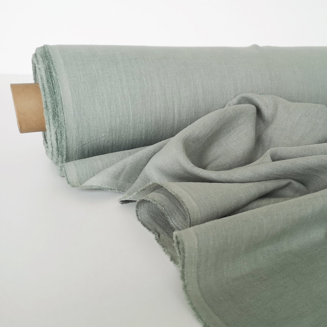Linen Fabric by the Yard, Spice Mint Linen Fabric, Light Green Mint ...