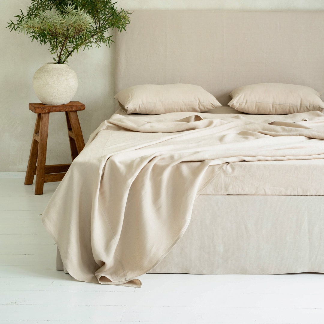 Linen Flat Sheet Natural, Soft Linen Bed Sheets in Various Colors ...