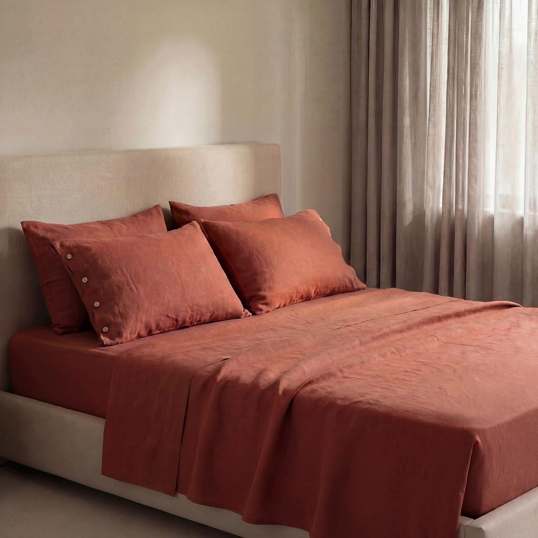 Ensemble de draps en lin, ensembles de literie en lin naturel, draps ...