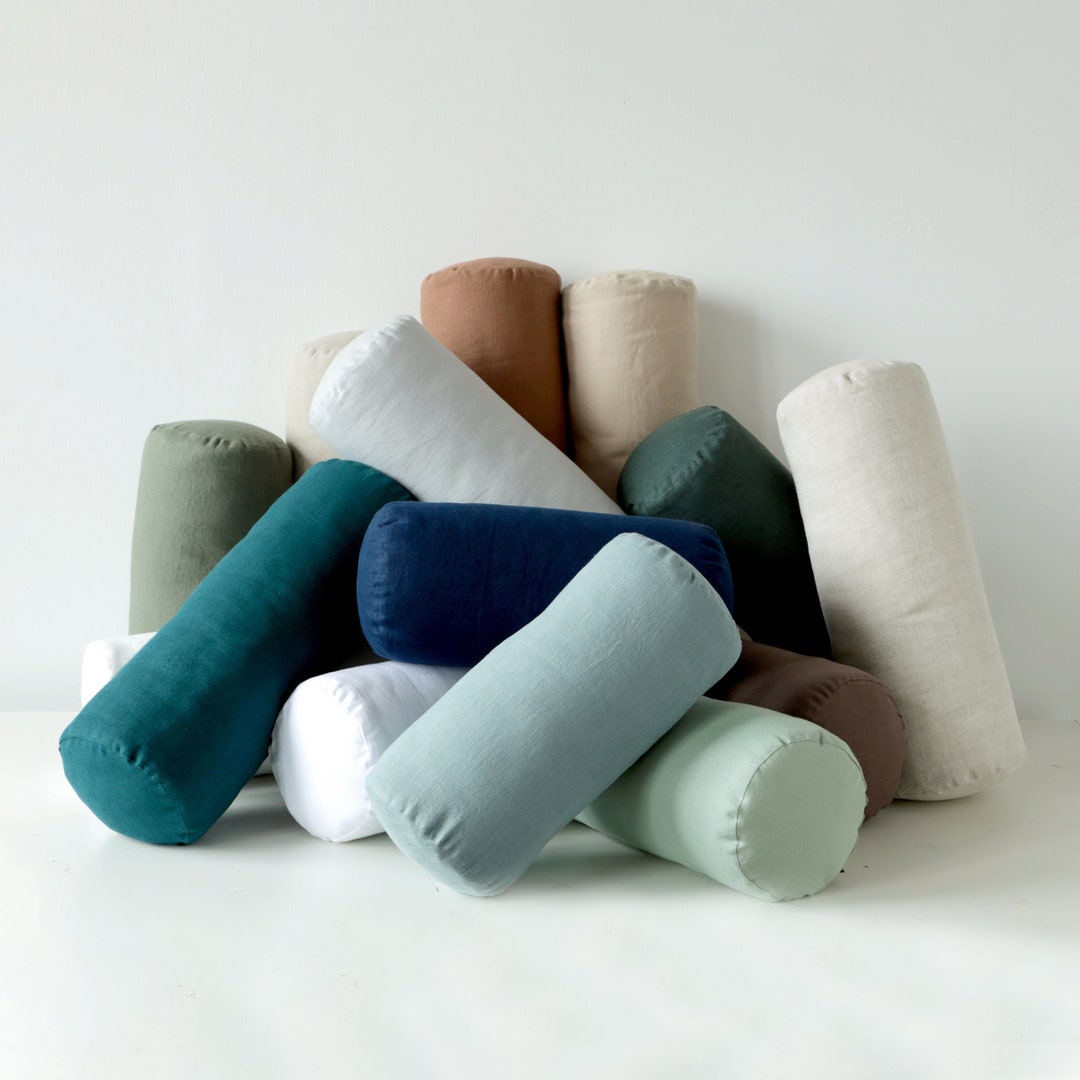 Linen Bolster Pillow Cover, Linen Throw Pillow Covers, Cylindrical ...