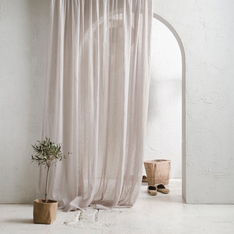 Rod Pocket Linen Curtain Sheer Linen Window Curtains With Rod - Etsy