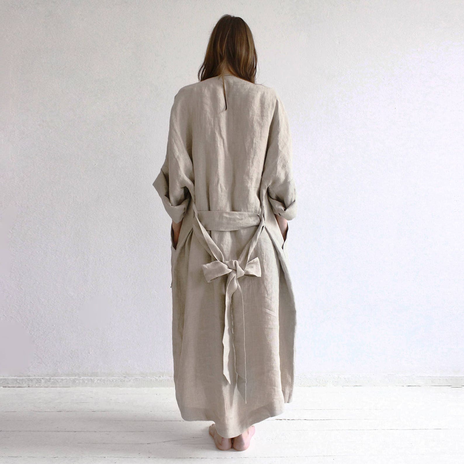 Long Linen Robe, Linen Bathrobe, Linen Dressing Gown, Spa Robe Linen ...