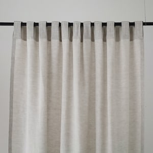 Natural Linen Curtains With Back Tabs, Back Tab Top Blackout Curtains ...