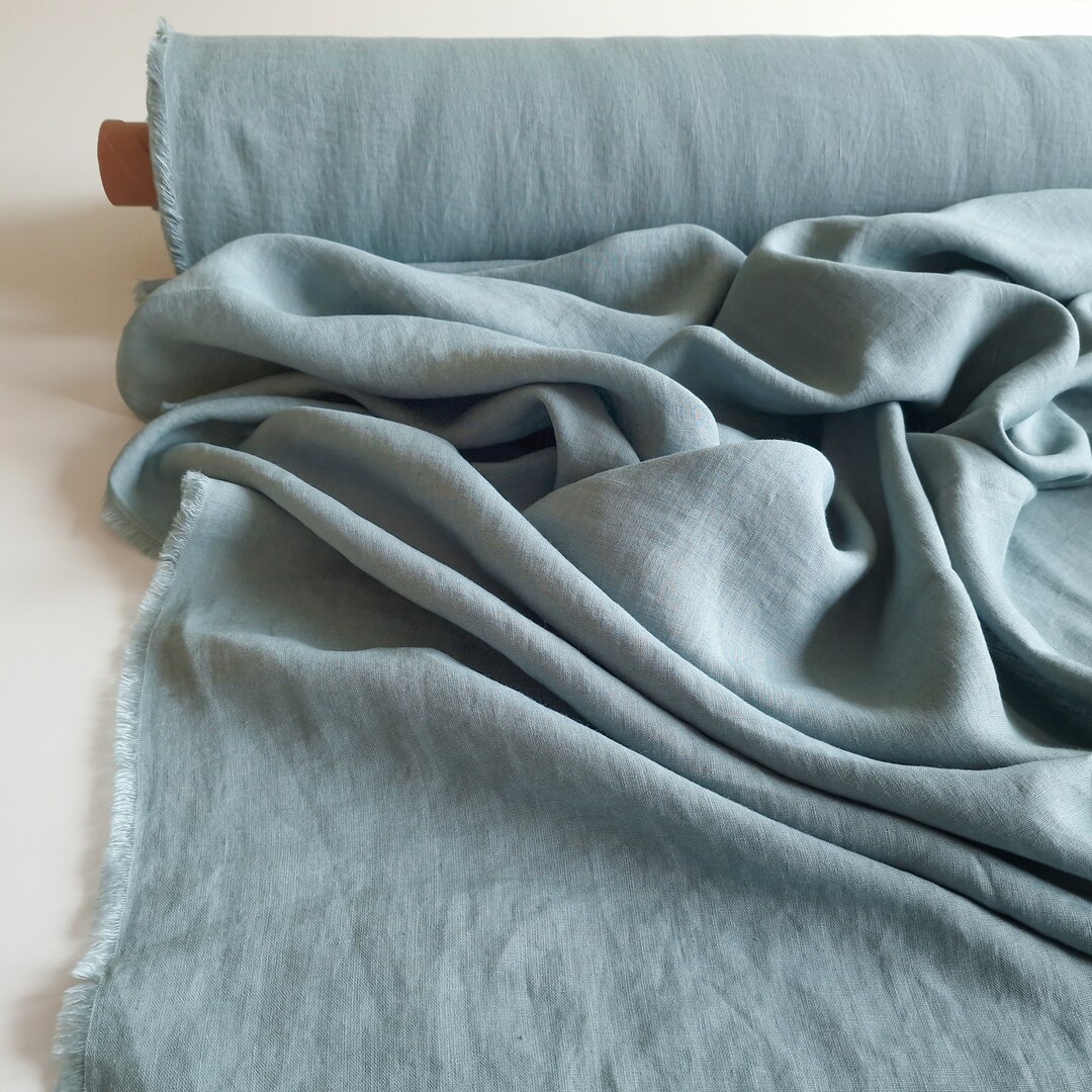 Ice Mint Linen Fabric by the Yard, Light Mint Blue Linen Fabric, Fabric ...