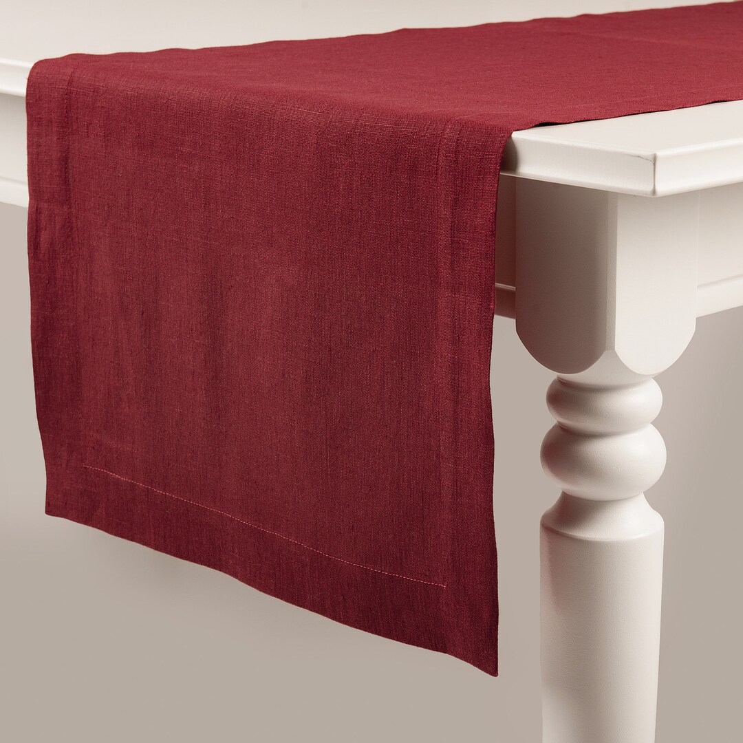 Linen Table Runner, Wine Red Linen Table Runner, Custom Table Linens by ...