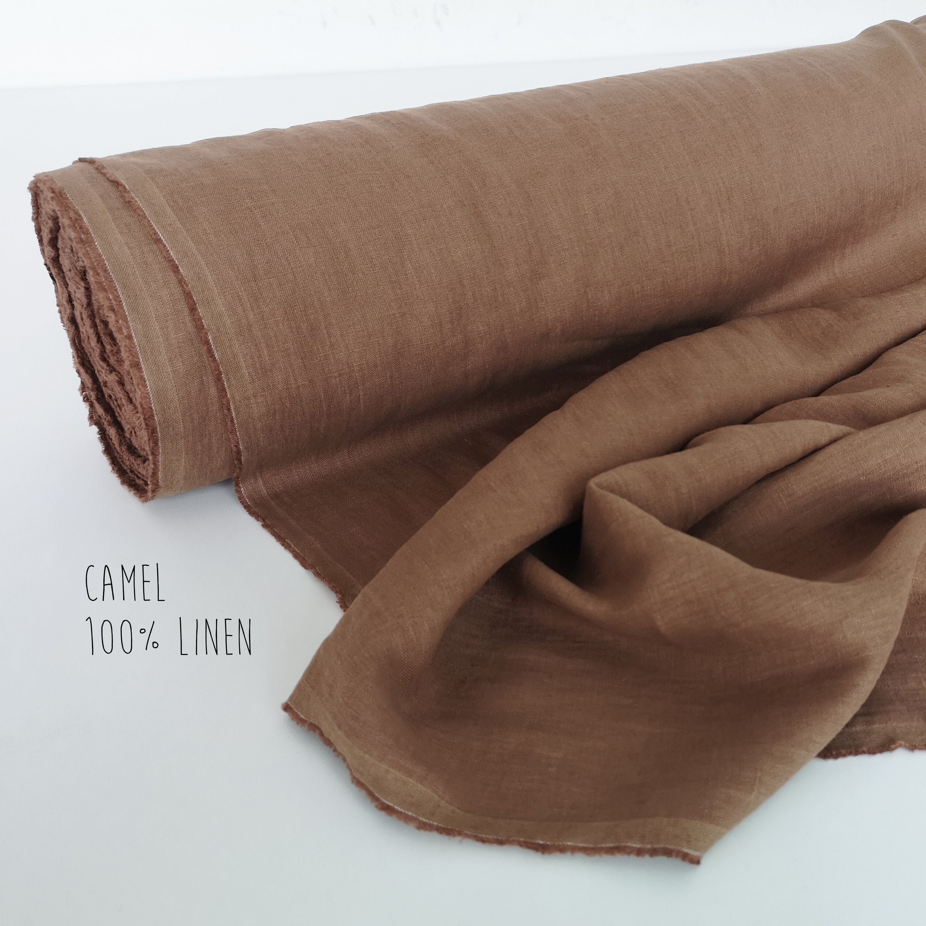 Camel Linen Fabric by the Yard Soft Linen Fabrics Natural | Etsy Sweden