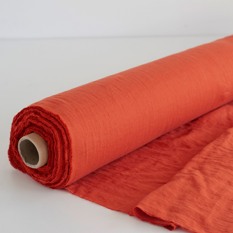 Coral Linen Fabric by the Yard Linen Fabric Fabric for - Etsy