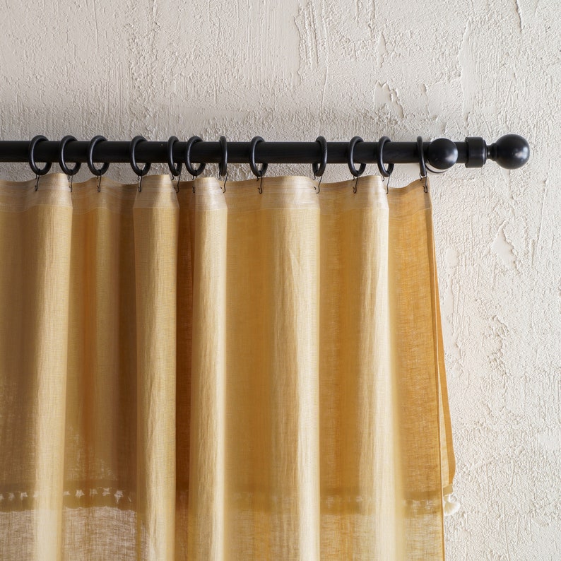 Sheer Linen Curtains Drop Cloth Curtains With Tape for Rings | Etsy