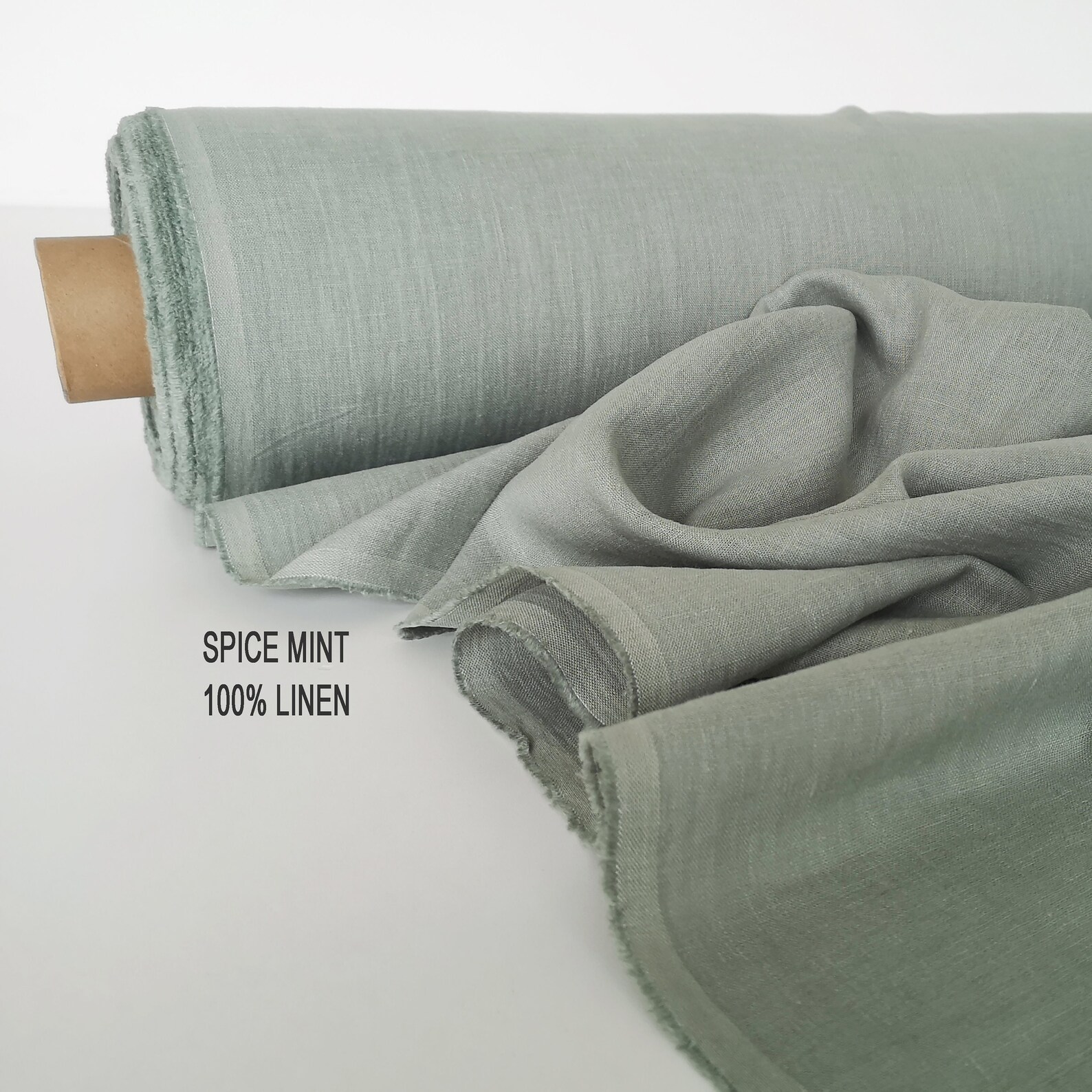 Linen Fabric by the Yard Spice Mint Linen Fabric Light Green - Etsy