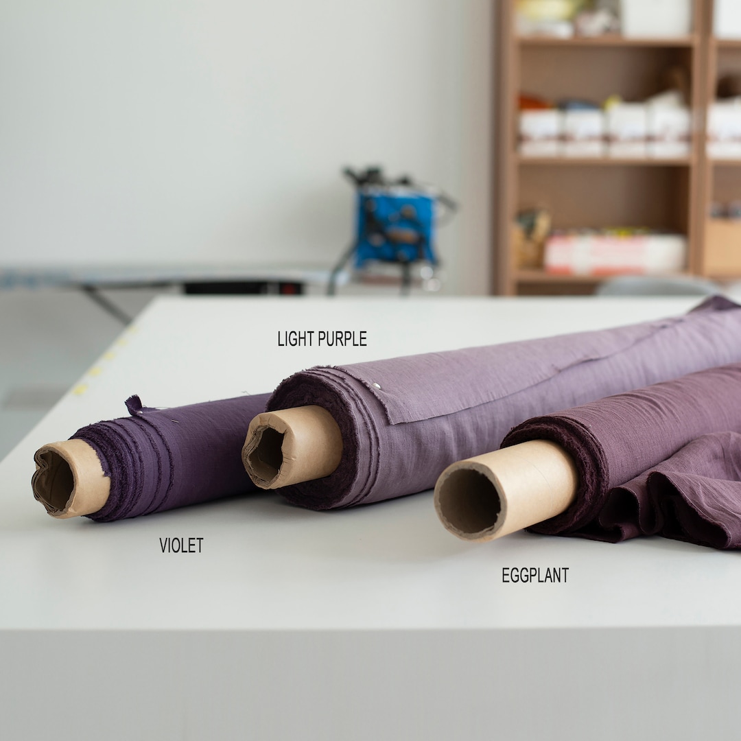 Violet Linen Fabric by the Yard, Pure Linen Fabric by Half Yard ...