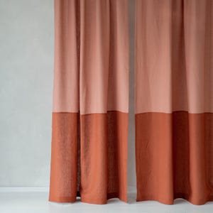Linen Curtains Color Block, Custom Color Curtain Panel, Rod Pocket ...